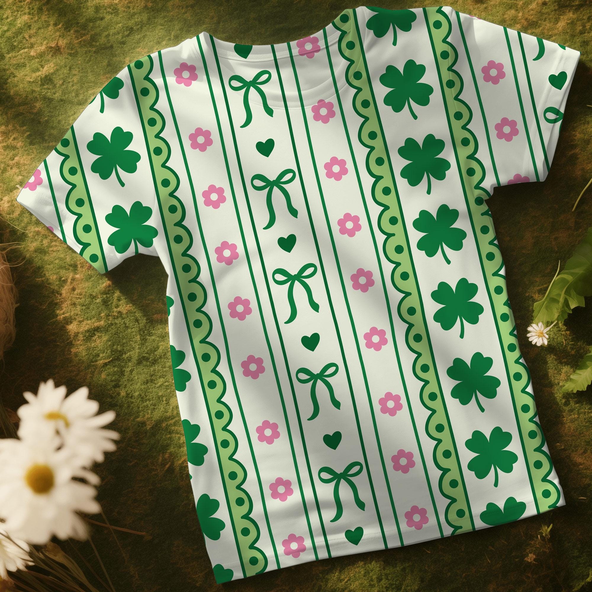 St Patrick's Day Seamless Pattern, Coquette St Patricks Day Stripes ...