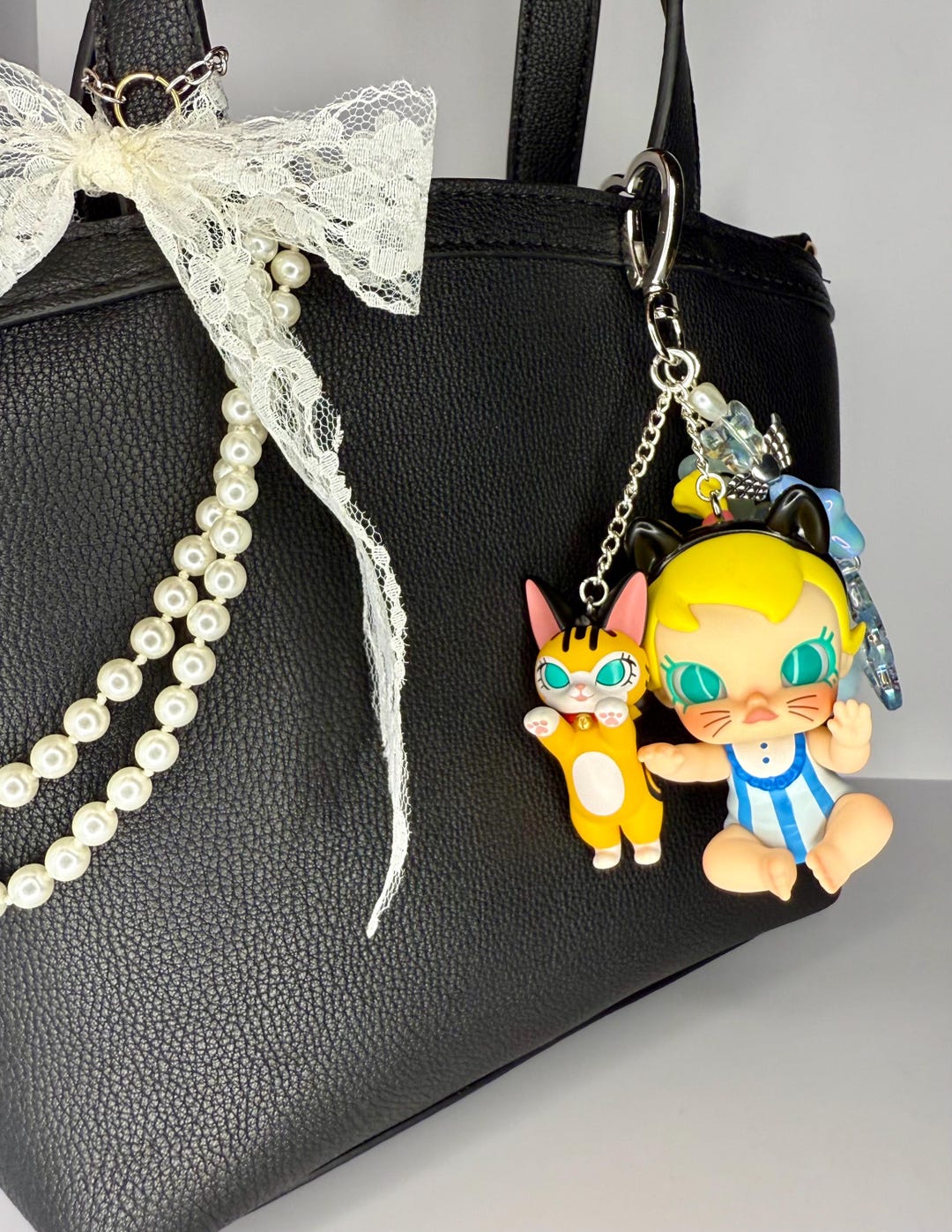 Baby Molly & Tabby Keychain: Y2K Kawaii Bag Charm With Pompom - Etsy