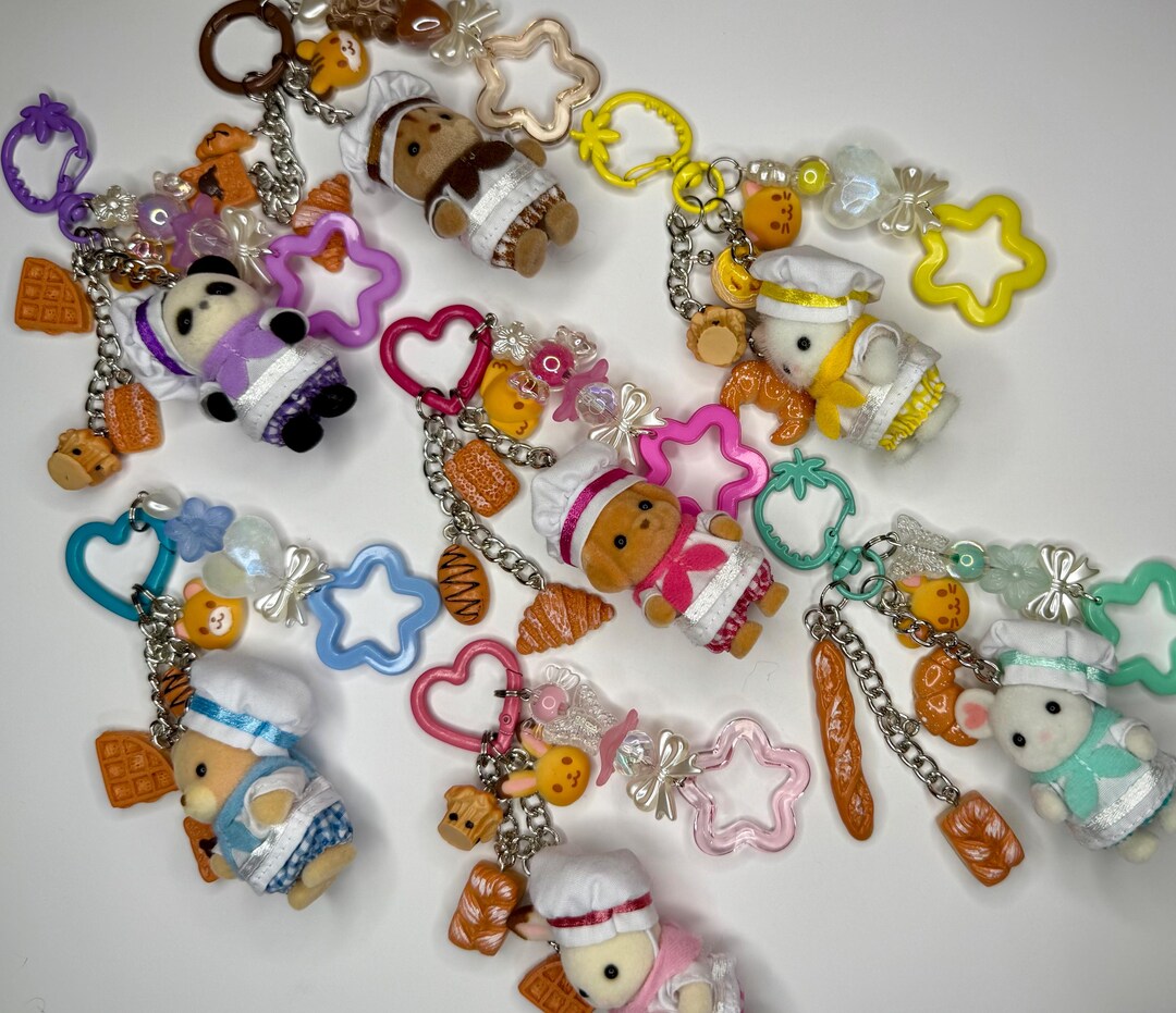 Handmade Calico Critters Baby Bakers Keychain: Kawaii Bag Charm Bread ...