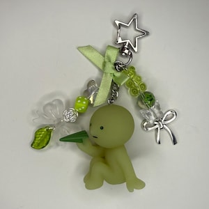 Handmade Smiski Keychains: Kawaii Green Glow-in-the-dark Charm - Etsy