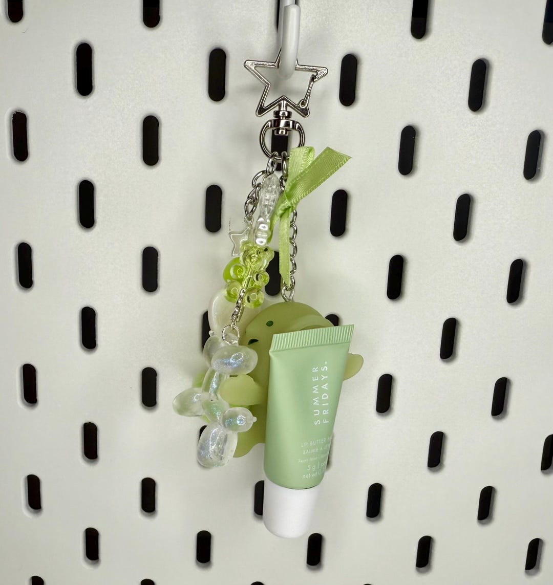 Handmade Smiski Hipper Lip Balm Keychains: Kawaii Green Glow-in-the ...