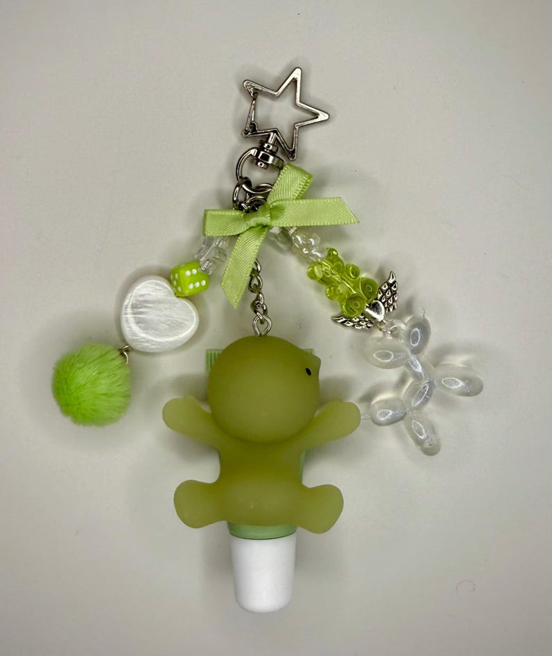 Handmade Smiski Hipper Keychain: Kawaii Glow-in-the-dark Lip Balm Charm ...