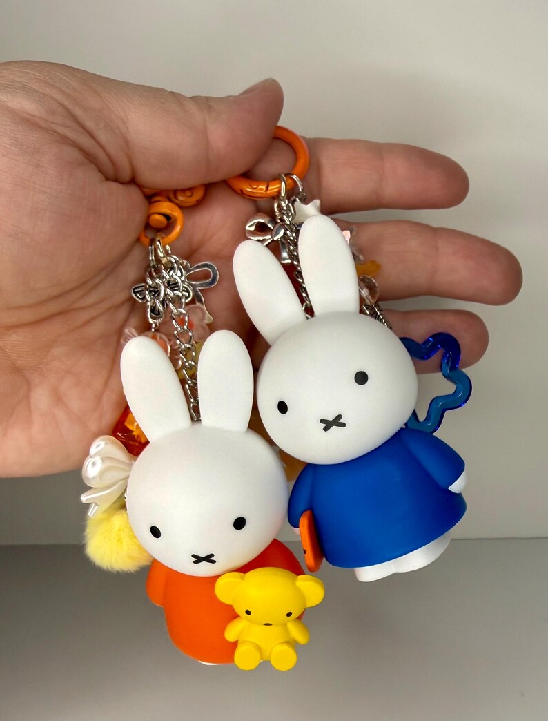 Handmade Smoko Miffy Bag Charm – Kawaii Keychain With Beads & Pom-pom ...