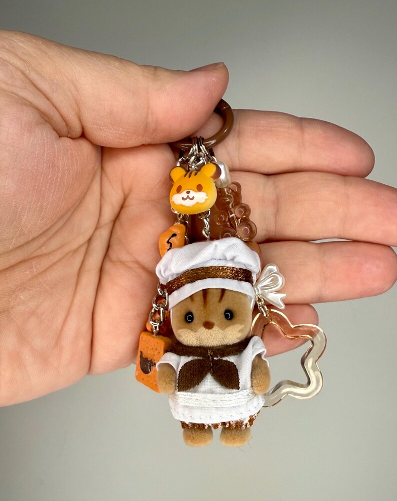 Handmade Calico Critters Baby Bakers Keychain: Kawaii Bag Charm Bread ...