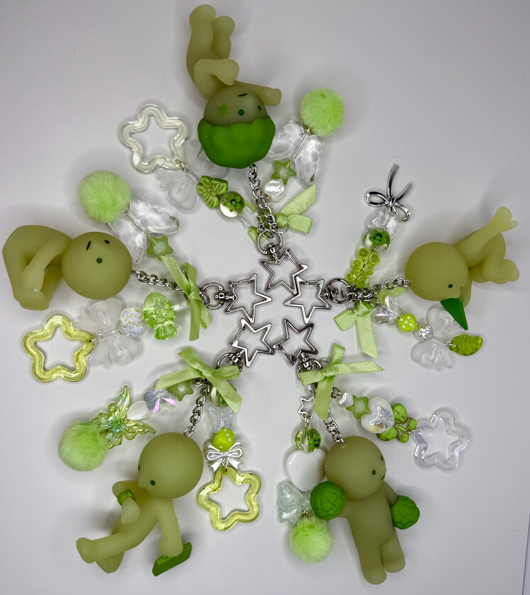 Handmade Smiski Keychains: Kawaii Green Glow-in-the-dark Charm - Etsy