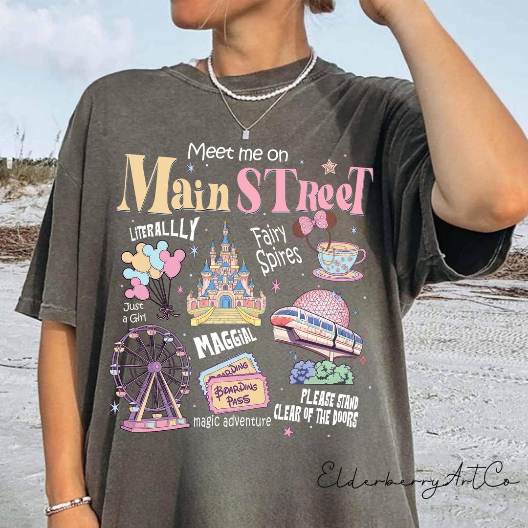 Coquette Meet Me on Main Street Comfort Colors Shirt, DW Happiest Place ...