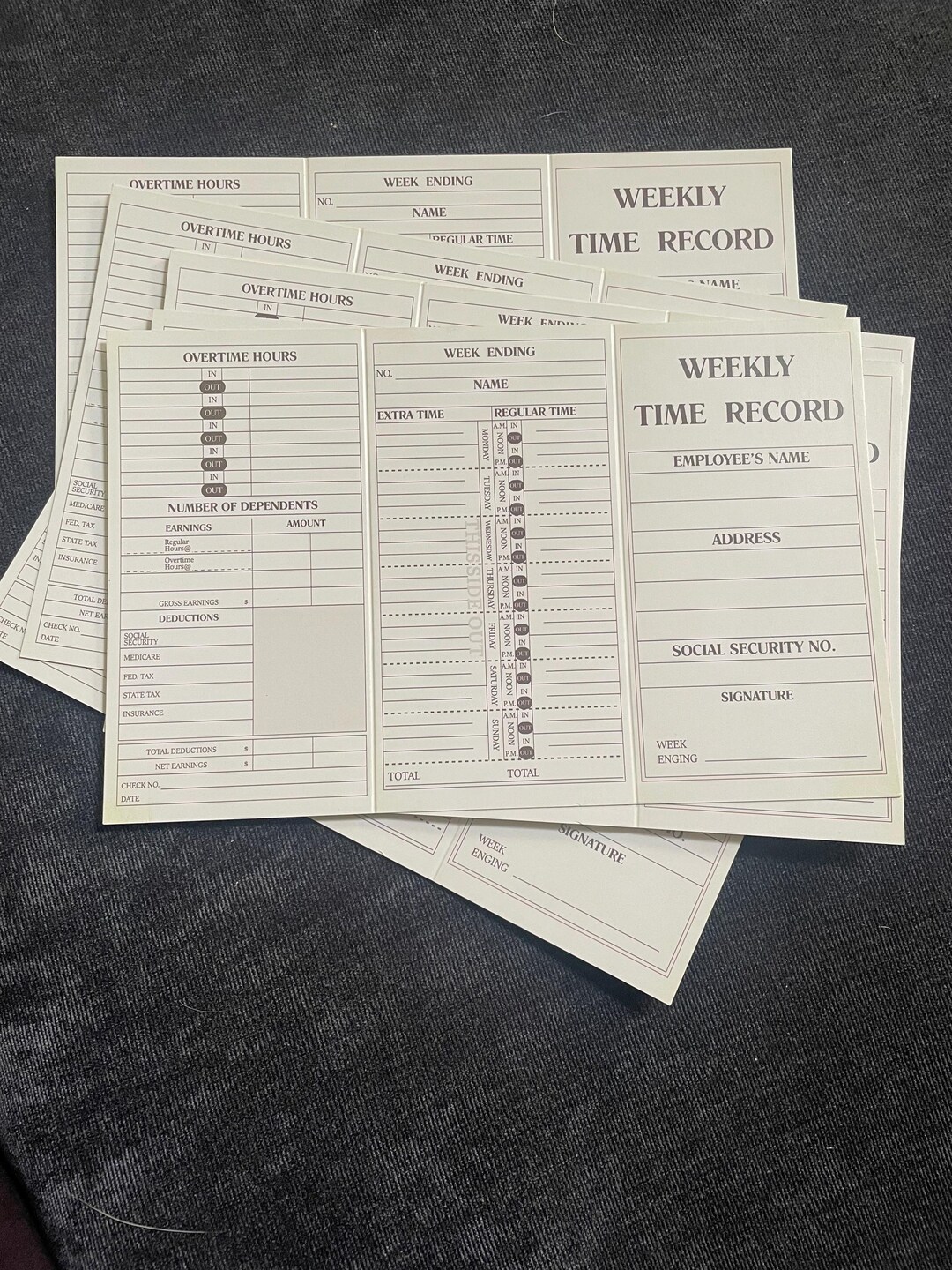Lot of 10 Weekly Time Record Cards - Etsy