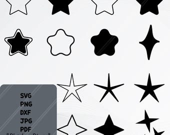 Sparkle Star SVG Bundle, Bright Stars, Twinkle Stars, Instant Download, Cricut Cut File ...