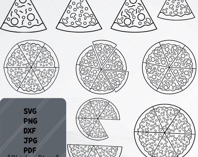 Pizza SVG Bundle, Slice of Pizza Svg, Pizza Clipart, Black and White ...