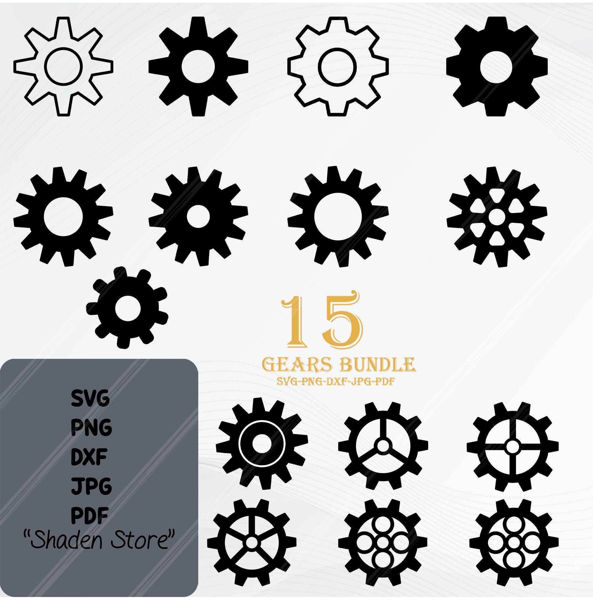 Gears SVG Bundle, Gears PNG Bundle, Gears Silhouette, Gear Shapes Svg ...