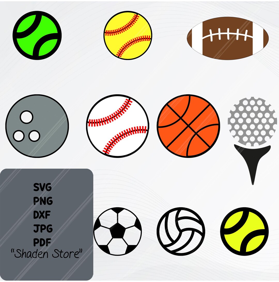Sports Ball Bundle SVG Files, Football, Volleyball , Sports Balls SVG ...