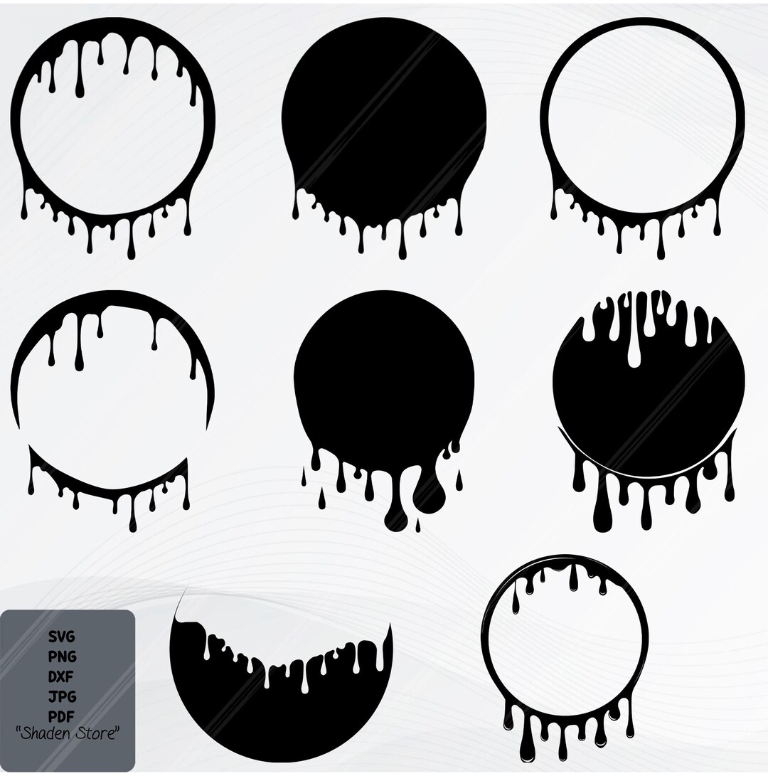 Dripping Circle SVG, Dripping Svg, Dripping Borders Bundle, Silhouette ...
