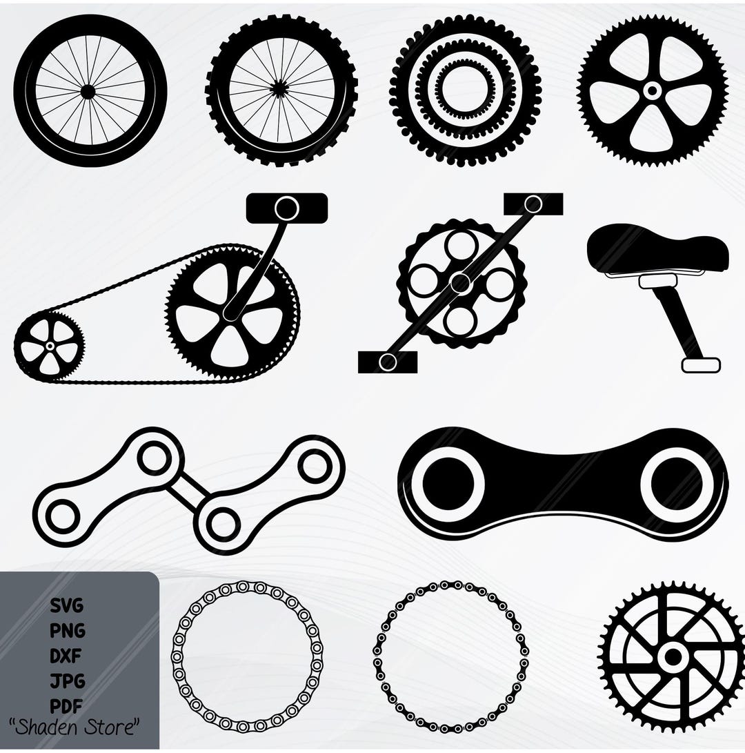 Bicycle Chain Svg Silhouette, Bike Accessories SVG Bundle, Bicycle ...