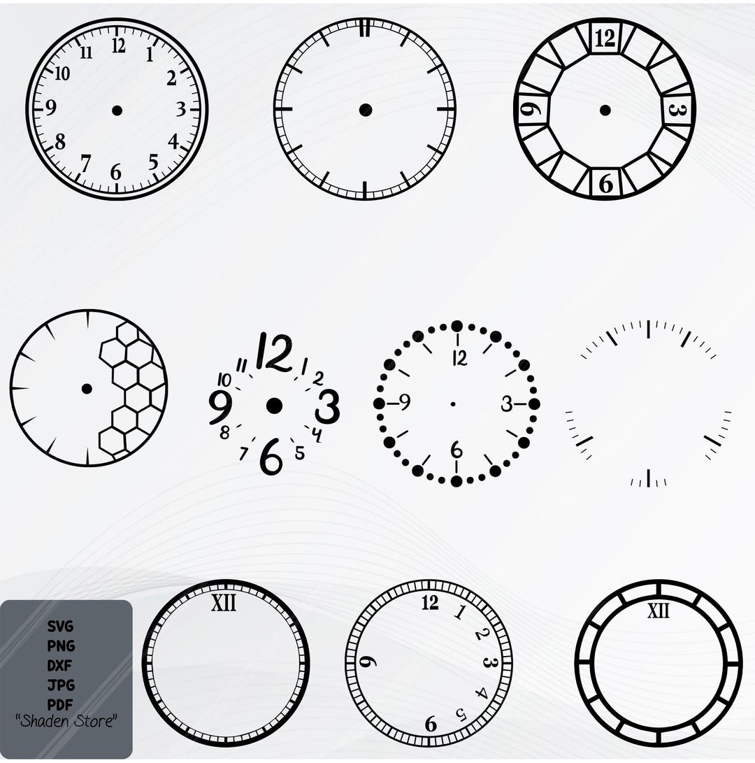Clock Face Svg Bundle, Clock Numbers, Roman Numeral Clock, Clock Svg, Old Clock Face, Modern ...