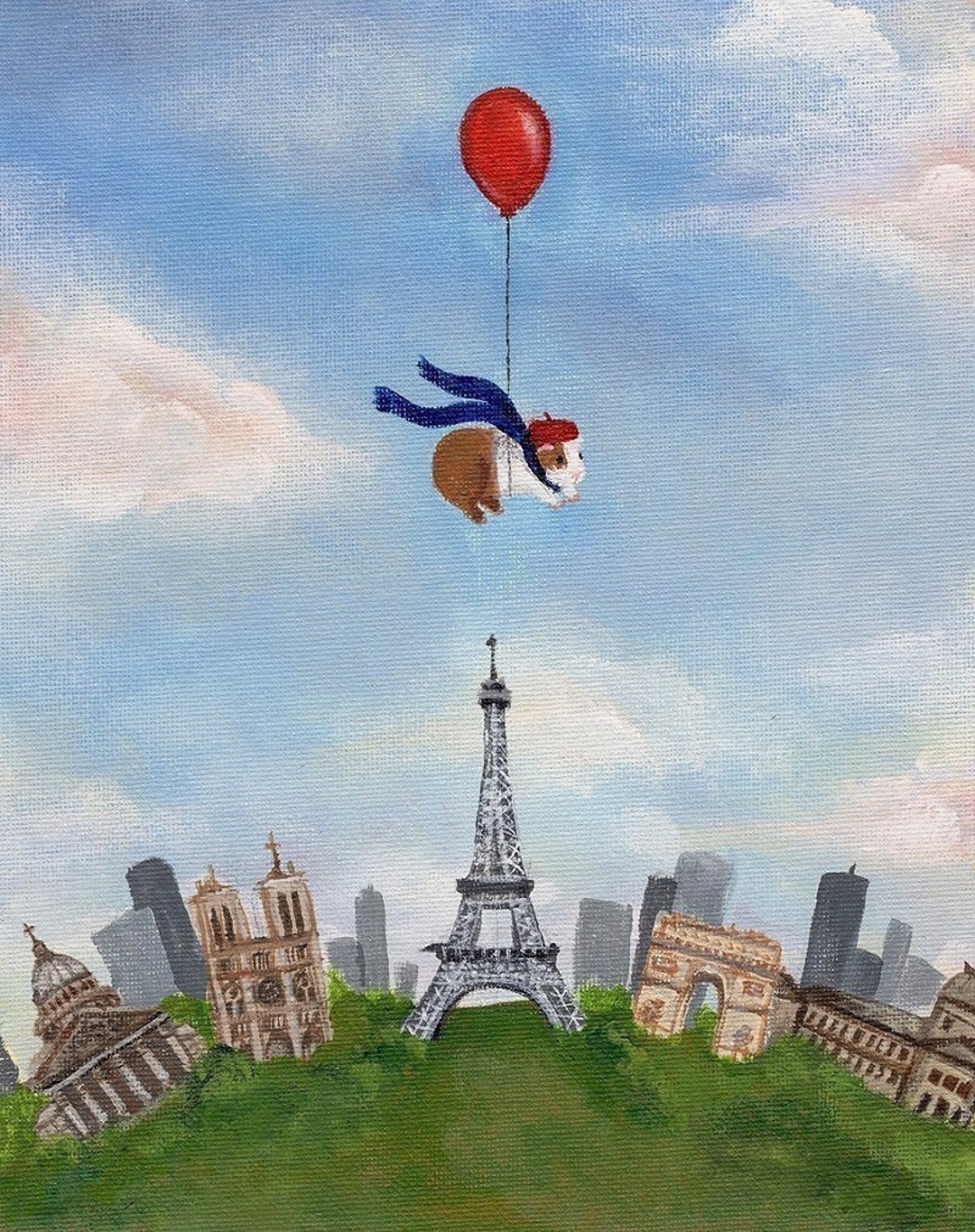 Guinea Pig Over Paris 8x10 - Guinea Pig Art Print - Etsy