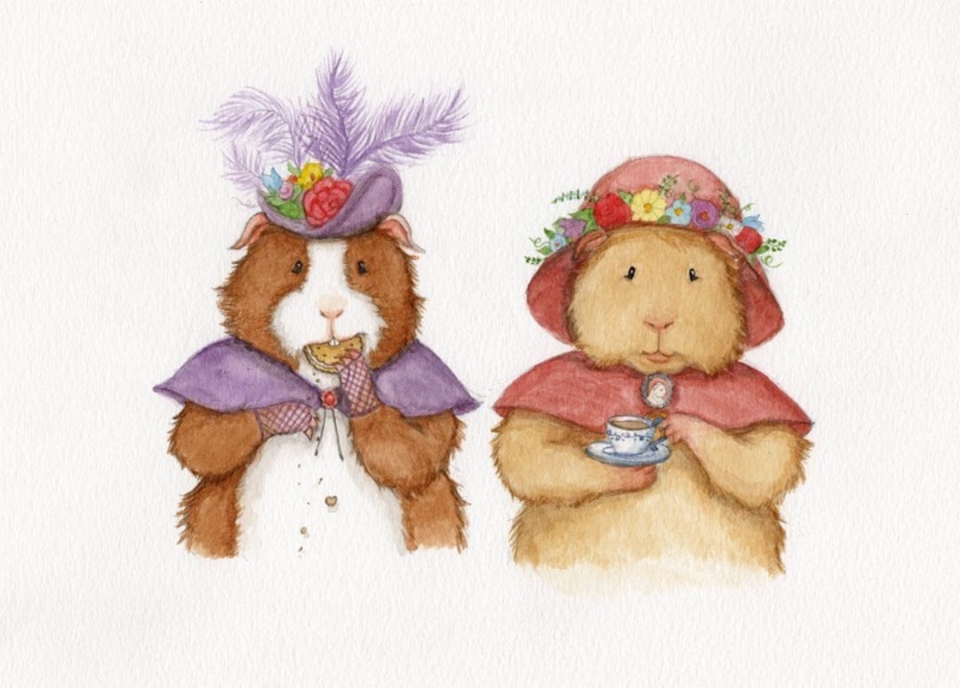 Guinea Pigs at Tea 8x10 Victorian Guinea Pig Art Print - Etsy