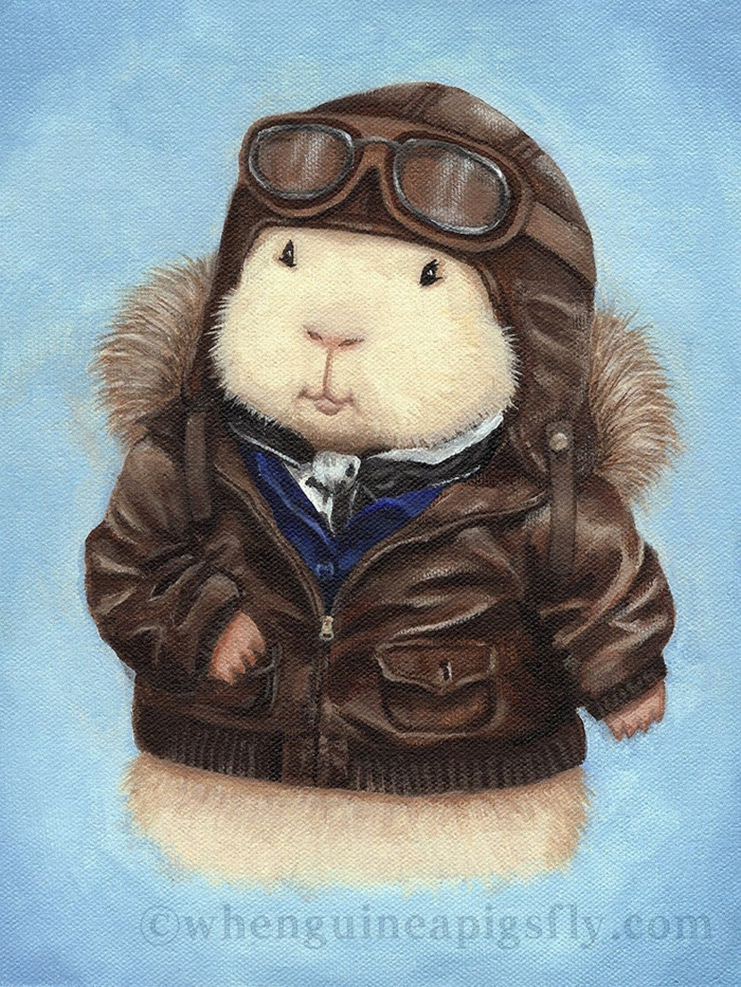 Amelia Earhart Guinea Pig Portrait 8x10 - Cute Amelia Earhart Art Print ...