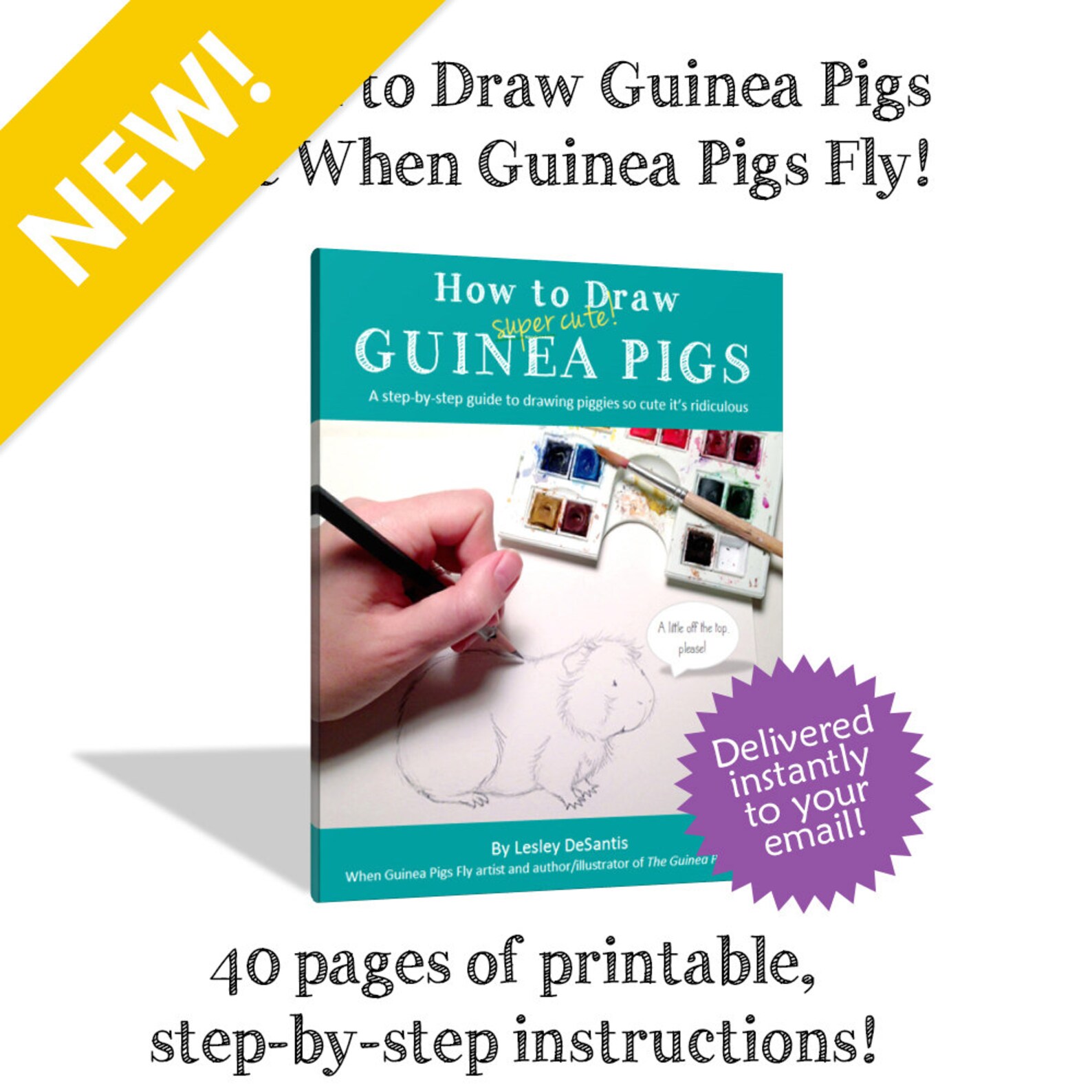 How to Draw Super Cute Guinea Pigs - Downloadable, Printable Drawing ...