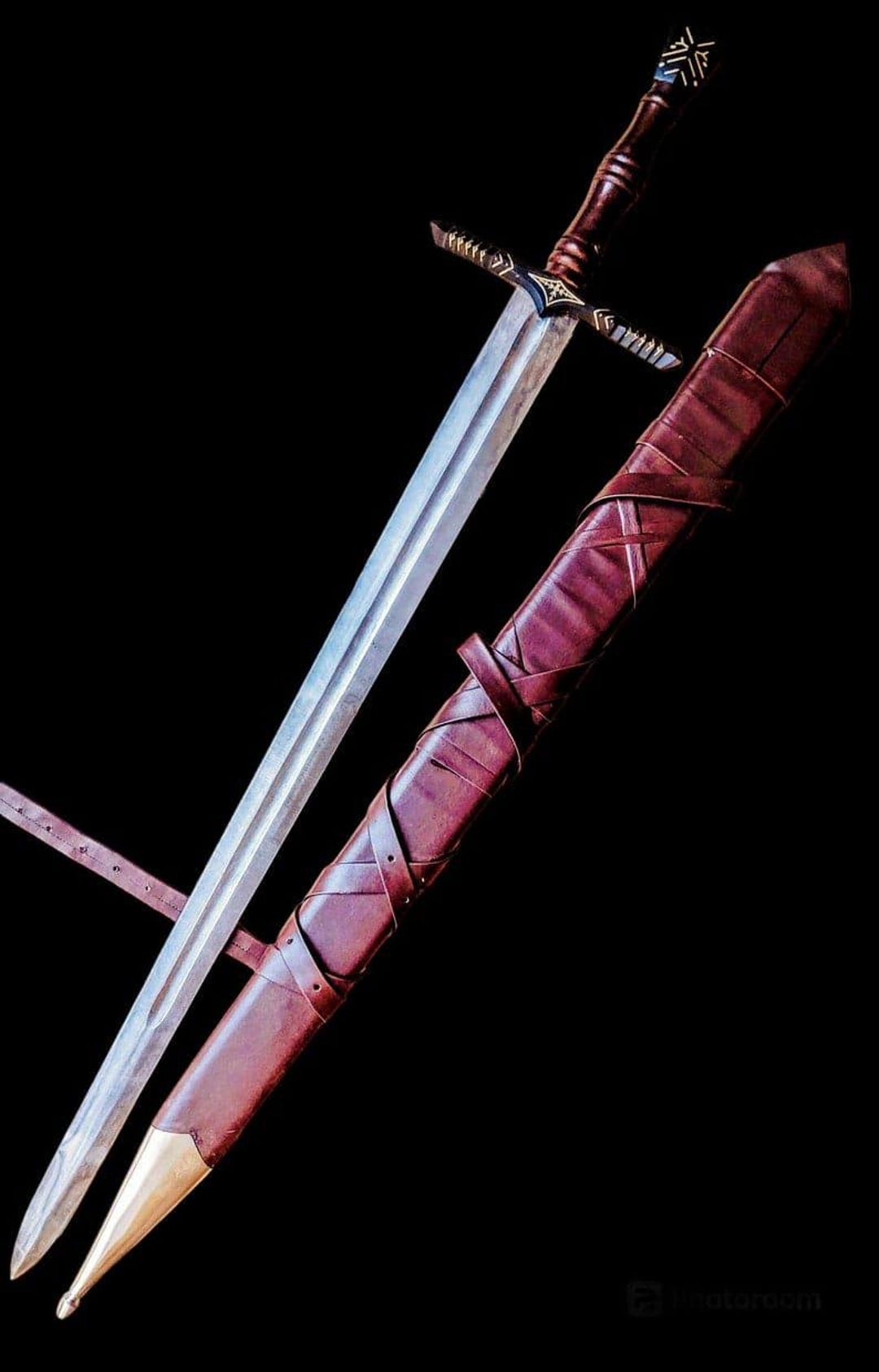 Medieval Longsword With Leather-wrapped Scabbard Handmade Double-edged ...