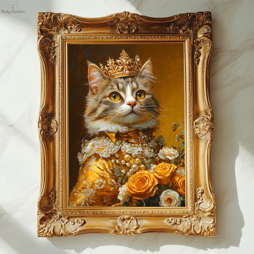Custom Royal Cat Portrait From Photo, Regal Cat Portrait, Custom Royal ...