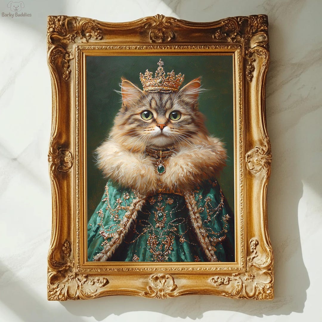 Custom Royal Cat Portrait, Queen Cat Portrait, Custom Regal Pet ...