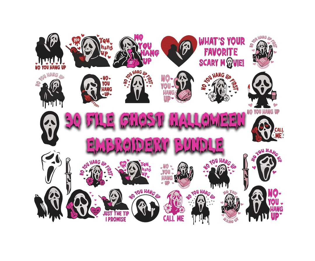 Ghostface Embroidery Design Bundle: Funny Halloween Machine Embroidery ...