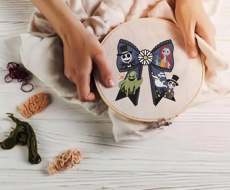 Halloween Nightmare Bow Embroidery Design: Spooky Horror (6 Sizes ...