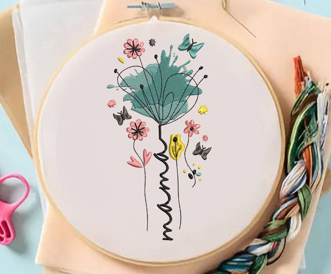 Mama Flower Embroidery Design: Wildflower Machine Pattern (6 Sizes ...