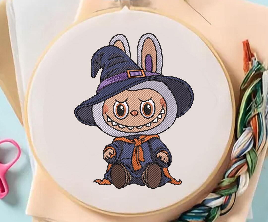 Halloween Labubu Embroidery, LABUBU Cute Cartoon Character Embroidery ...