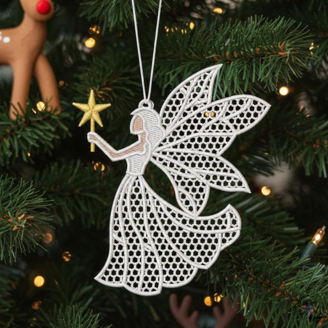 FSL Fairy With Star Embroidery Design, Free Standing Lace Angel ...