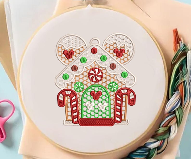 FSL Gingerbread House Machine Embroidery Design: Christmas Ornament ...