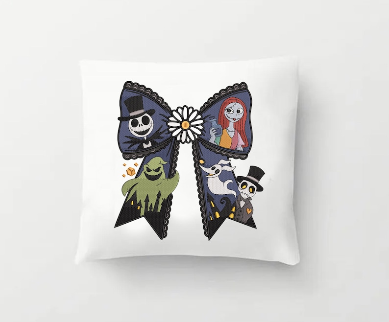 Halloween Nightmare Bow Embroidery Design: Spooky Horror (6 Sizes ...