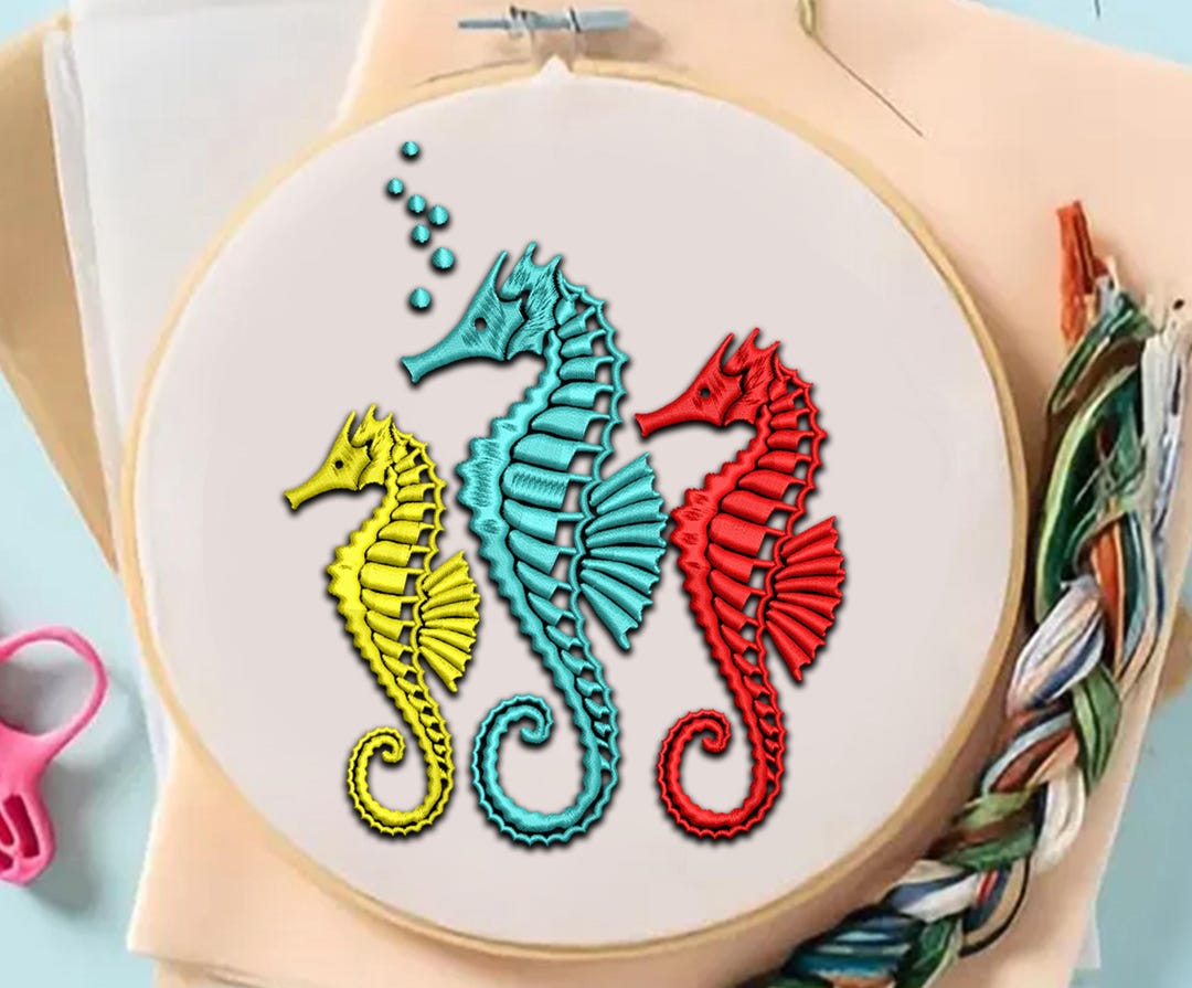 Seahorse Embroidery Designs, Sea Animal Pattern (instant Download) - Etsy