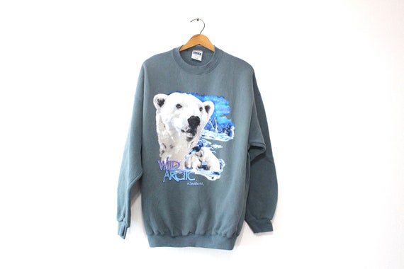 Vintage Wild Arctic Sea World Polar Bear Sweatshirt XL - Gem