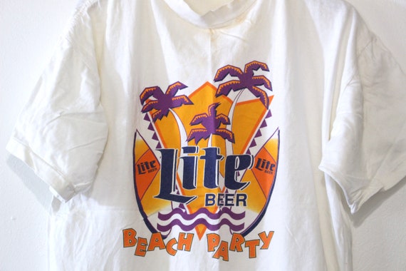 Vintage Miller Lite Light Beer Beach Party T Shirt Xl Gem