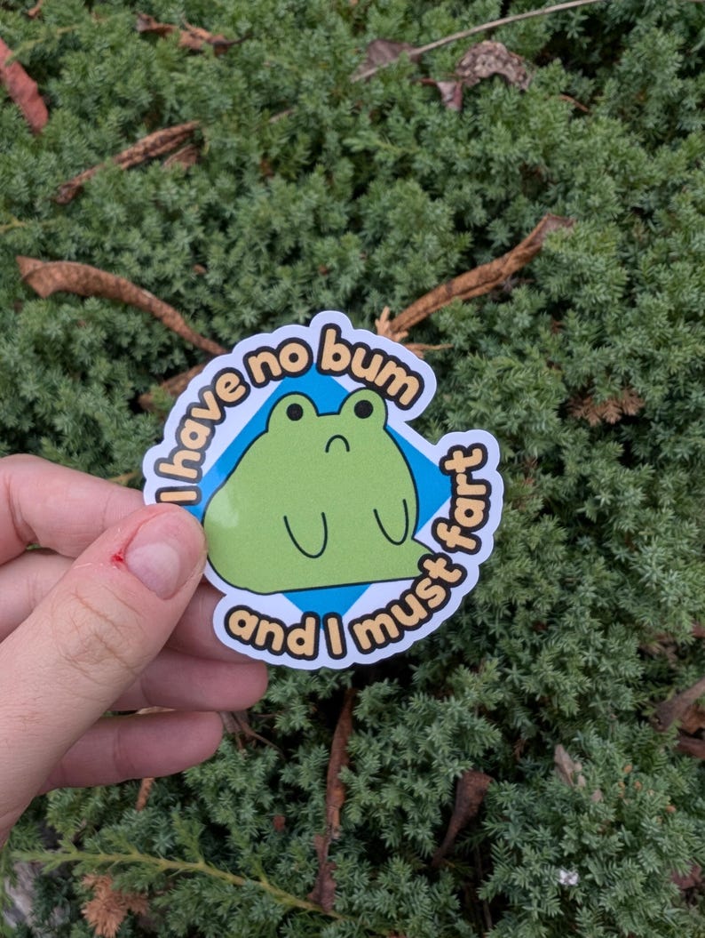 No Bum Sad Frog Sticker, Holographic Glossy Die Cut, Funny Vinyl Gift ...