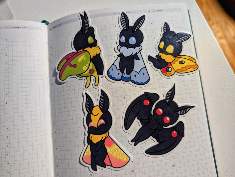 Moth Folk | Cute Stickers, Moth Stickers, Cryptid Stickers, Planner ...
