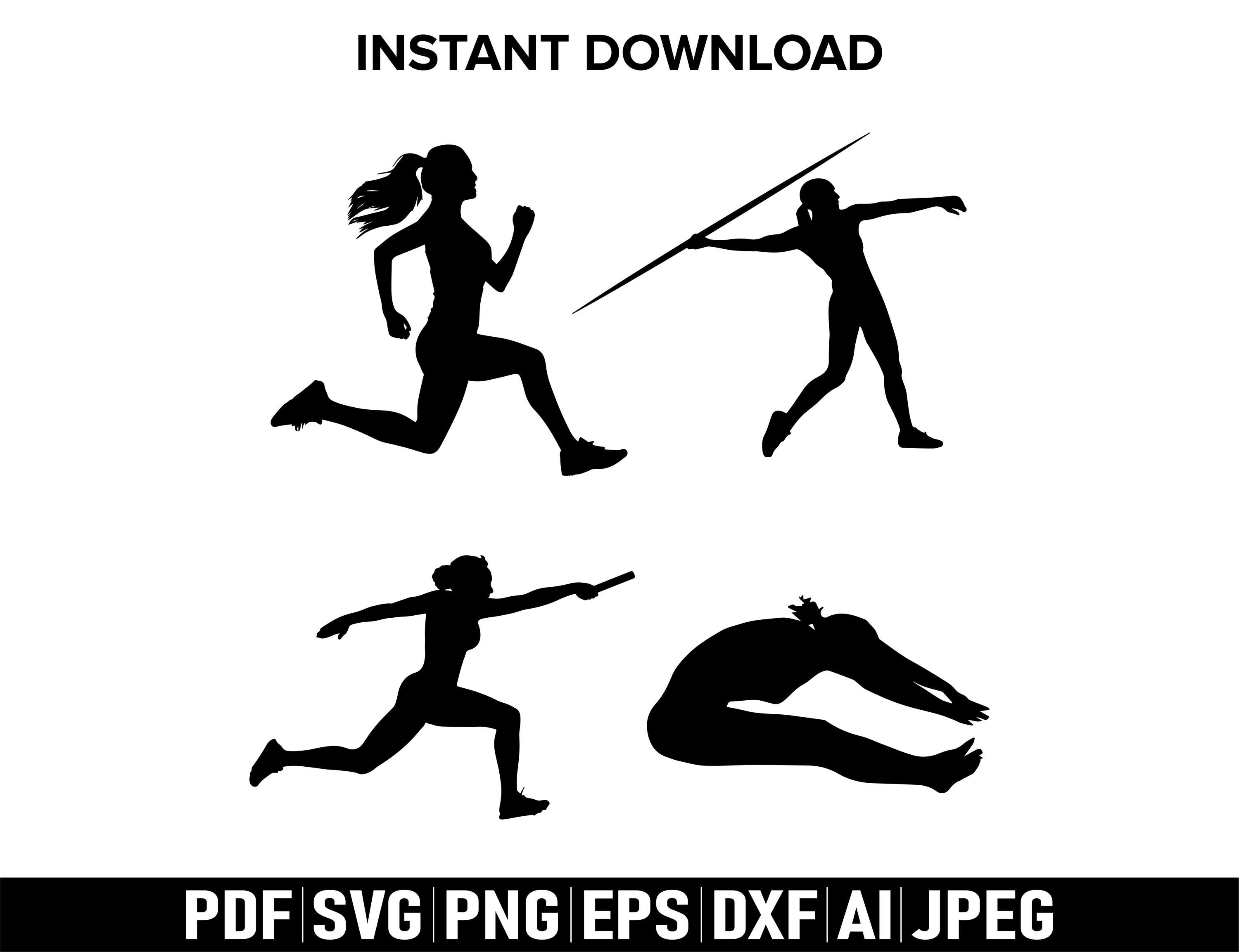 Sports Clipart Bundle, Female Runners Svg, Hurdlers Jumpers Svg ...
