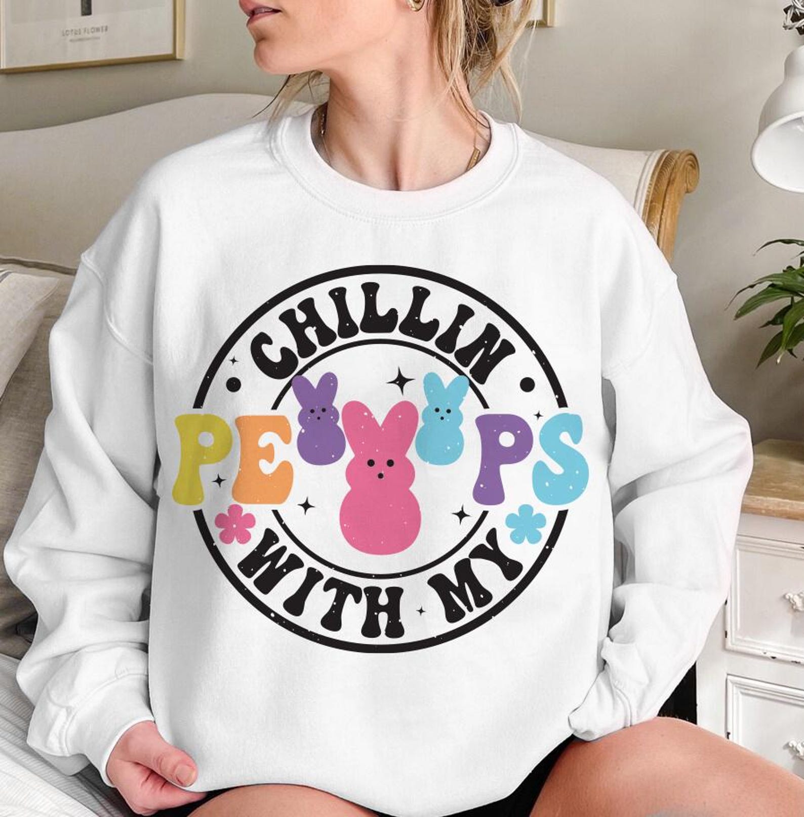 Chillin With My Peeps Svg, Easter Bunny Svg, Retro Easter Svg, Bunny ...