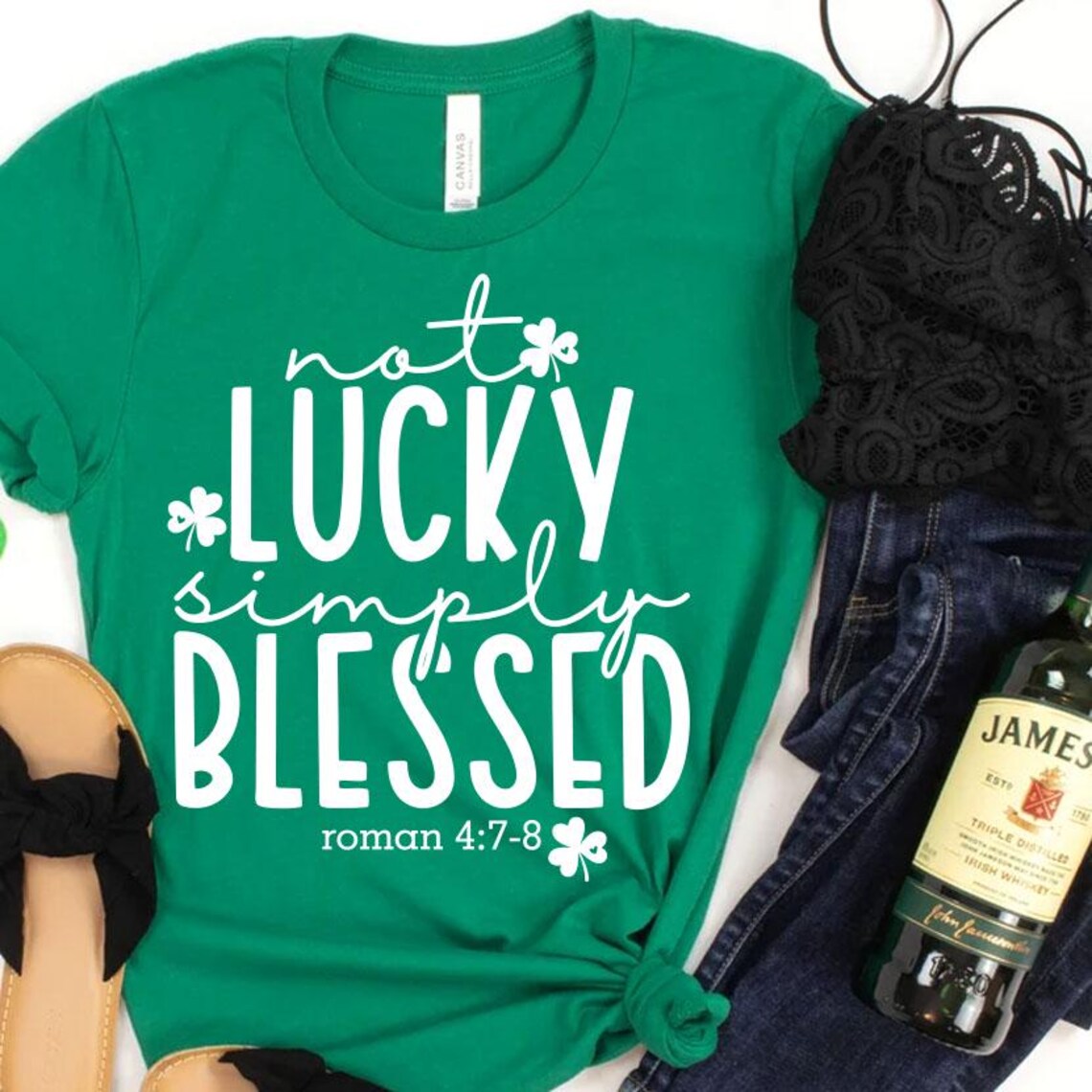 Not Lucky Simply Blessed SVG PNG, St Patricks Day Svg, Bible Verse Svg ...