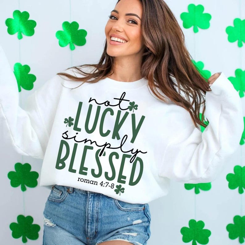 Not Lucky Simply Blessed SVG PNG, St Patricks Day Svg, Bible Verse Svg ...