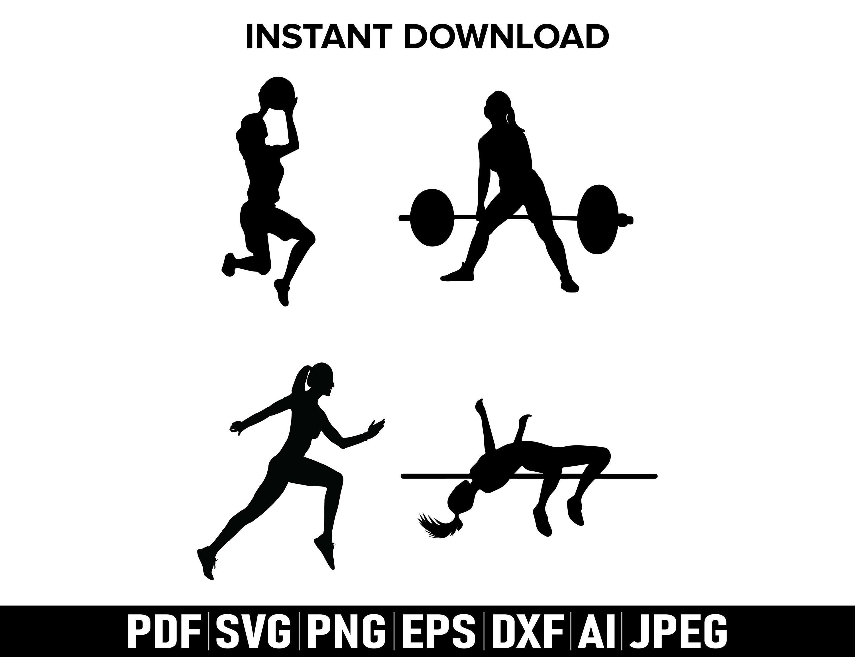 Sports Clipart Bundle, Female Runners Svg, Hurdlers Jumpers Svg ...