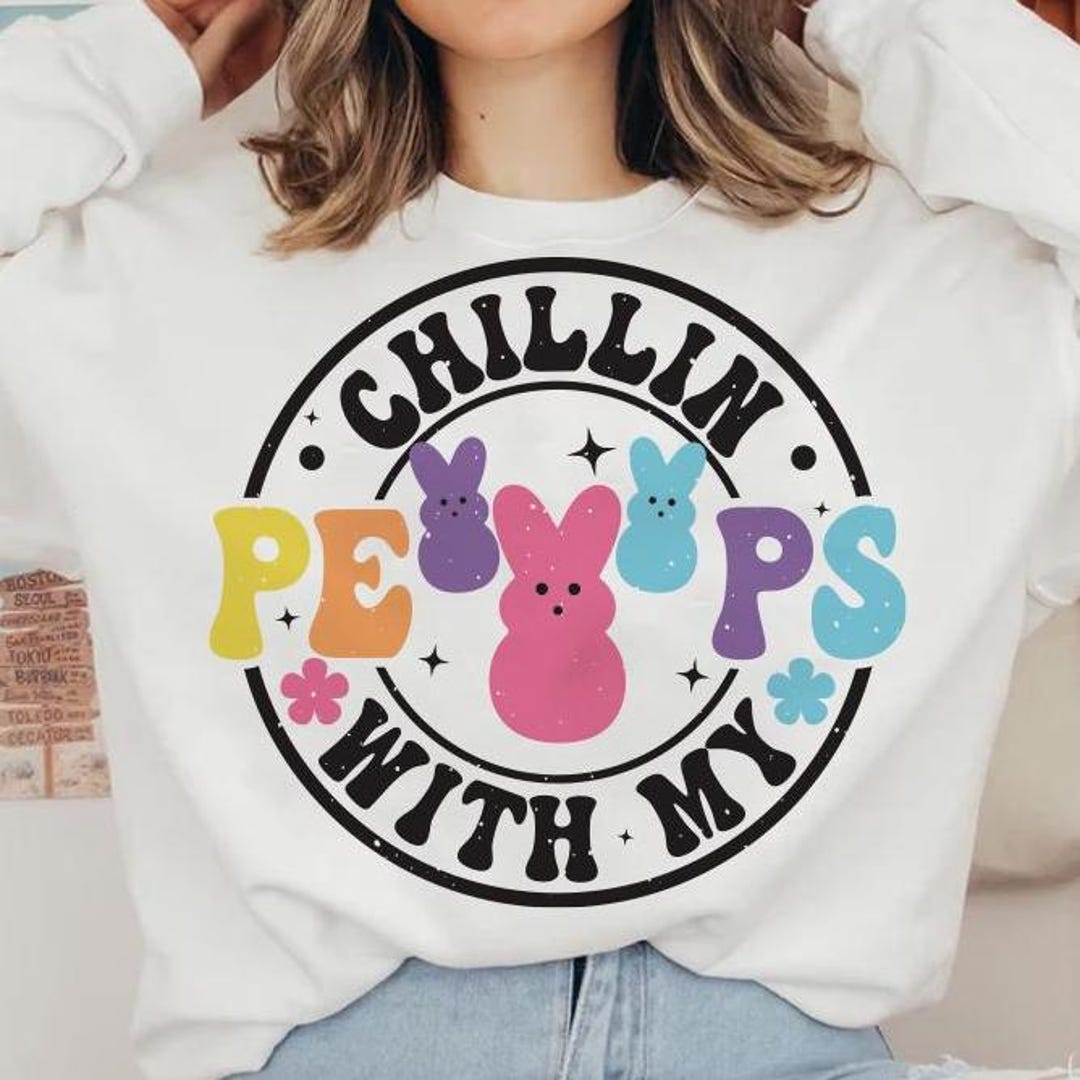 Chillin With My Peeps Svg, Easter Bunny Svg, Retro Easter Svg, Bunny ...