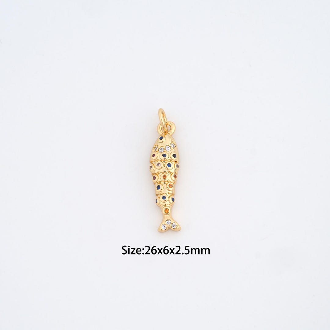 18K Gold Filled Movable 3D Articulated Fish Charms,micro Pave Fish ...