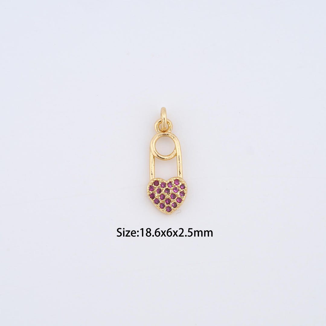 18K Gold Filled Heart Charms,micro Pavé Lock Pendant for Bracelet ...