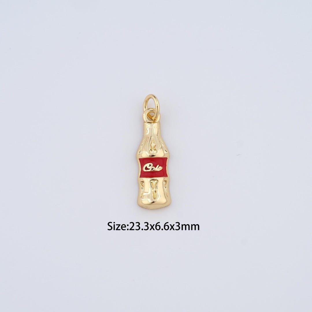 18K Gold Filled Coke Bottle Charms,enamel Coke Bottle Pendant for ...