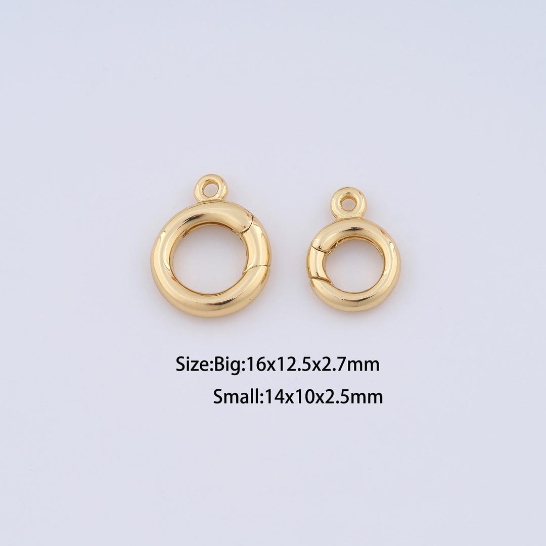 18K Gold Filled Round Push Door Clasp,dainty Spring Clasp for Bracelet ...
