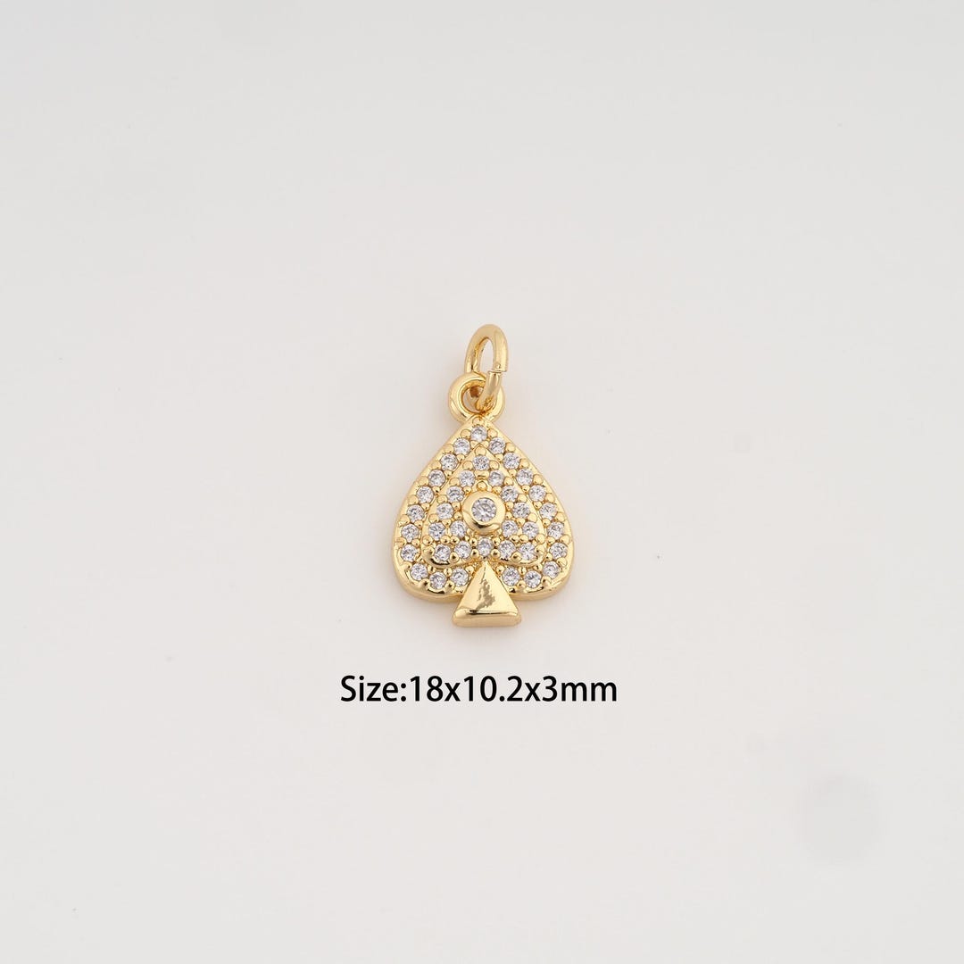 18K Gold Filled Ace of Spades Charms,micro Pave Spades Pendant for ...