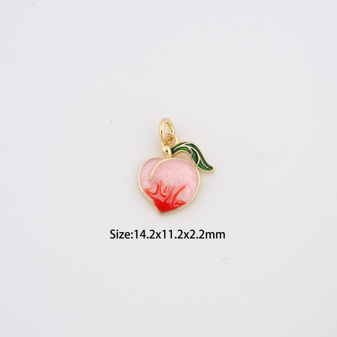 18K Gold Filled Peach Charms,enamel Fruit Pendant for Bracelet Necklace ...