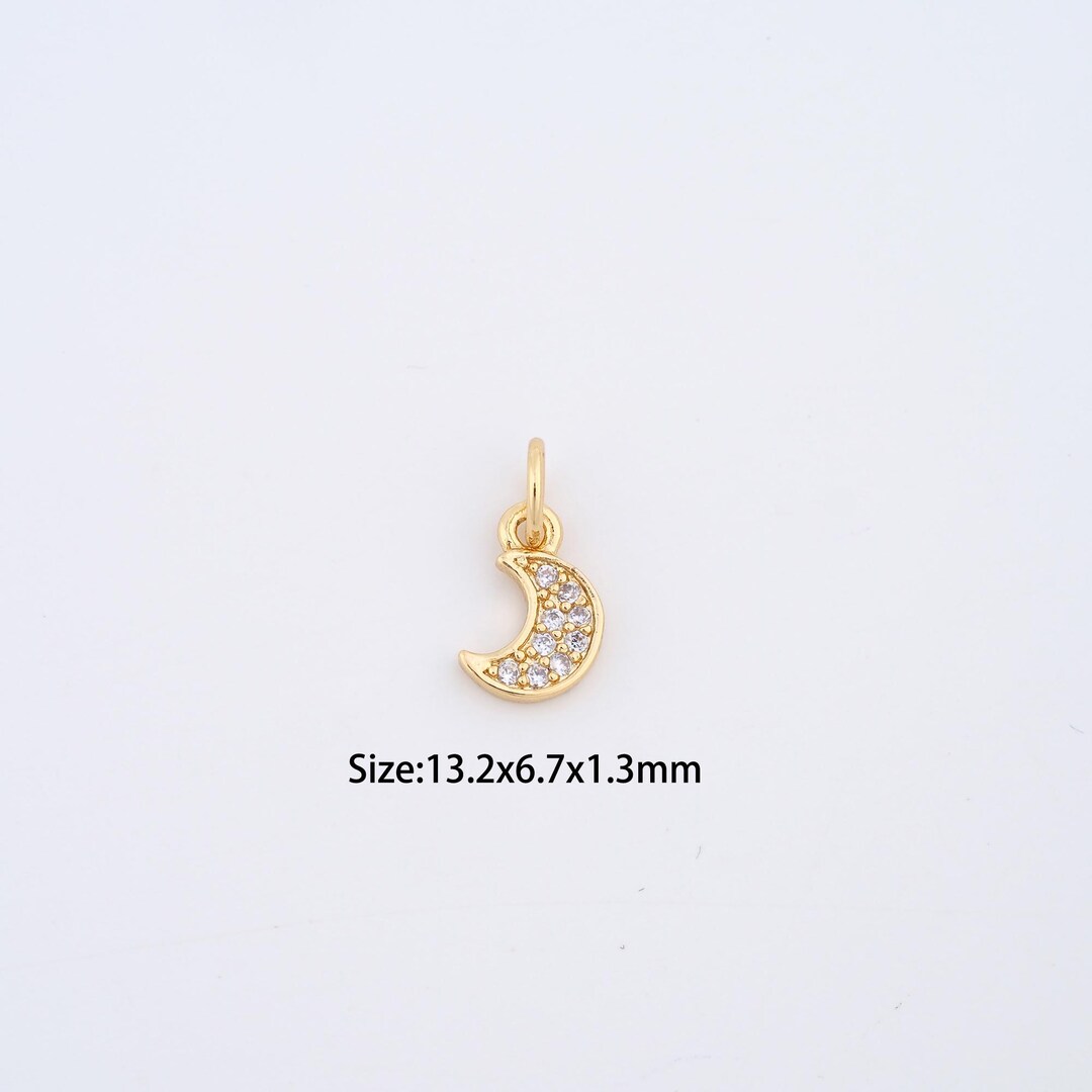 18K Gold Filled Crescent Moon Charms,micro Pavé Celestial Pendant for ...